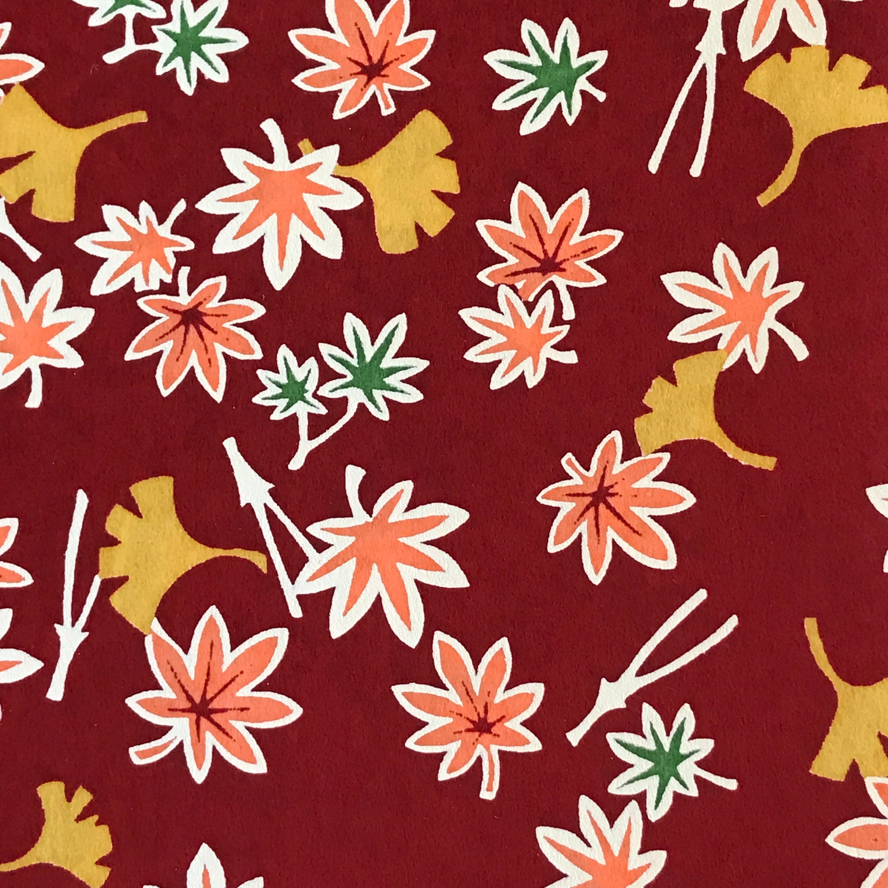Japanese Yuzen Washi Paper - Autumn Leaves on Red - Chiyogami Paper Wi ...