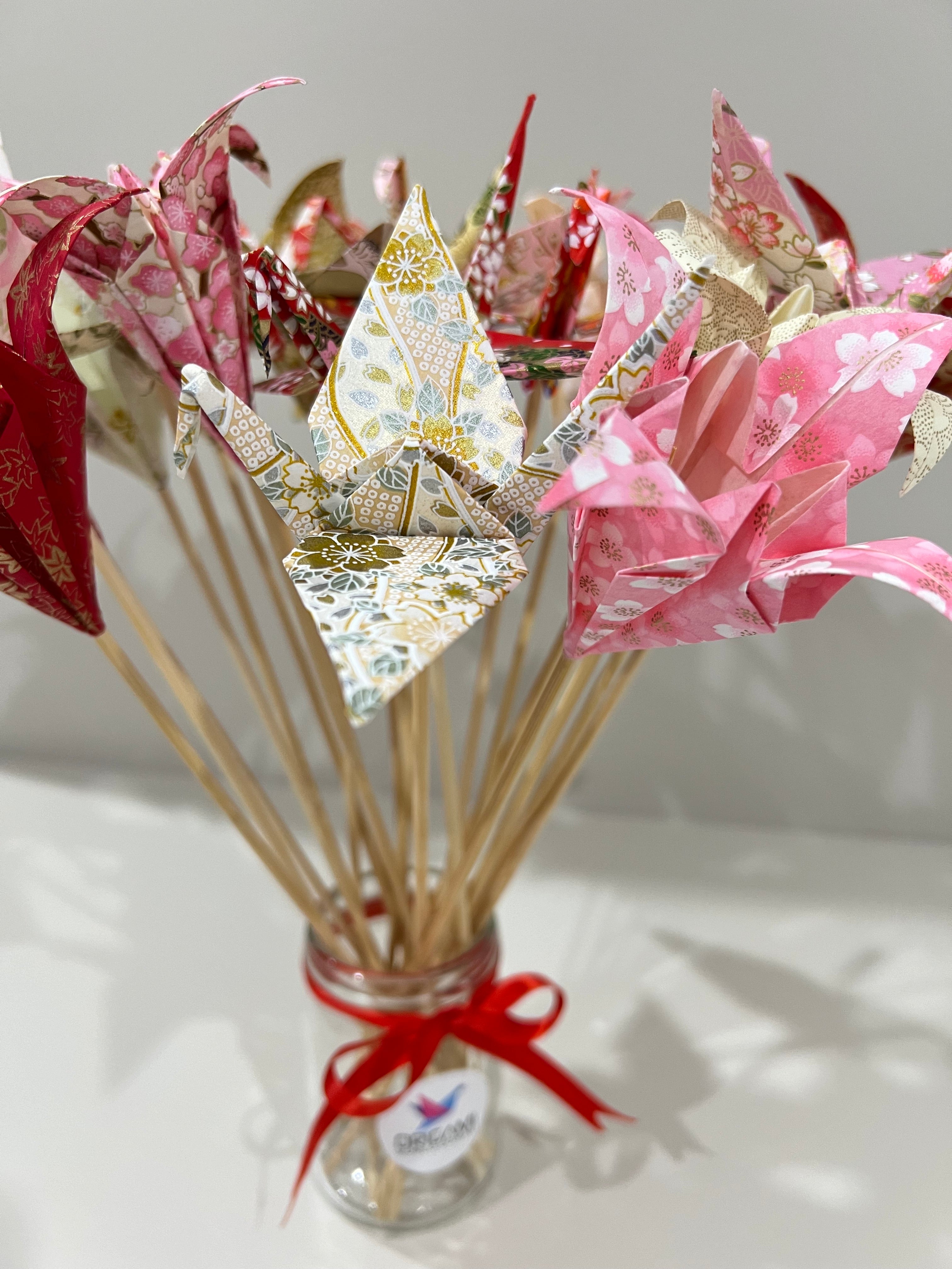 Yuzen Paper Crane / Lily Bouquet for Valentine’s Day, Wedding Annivers ...