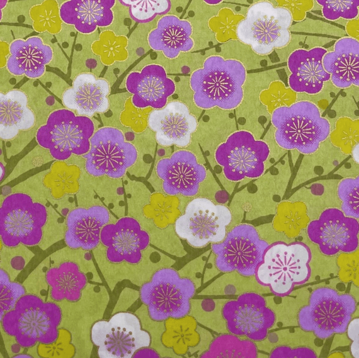 Japanese Yuzen Chiyogami Washi Paper (Y0101) – Spring Plum Blossoms on ...