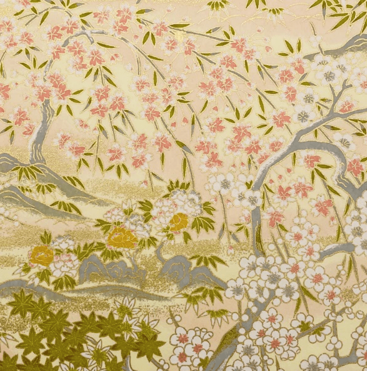 Japanese Yuzen Chiyogami Washi Paper Y0111 - Cherry Blossoms in Spring ...