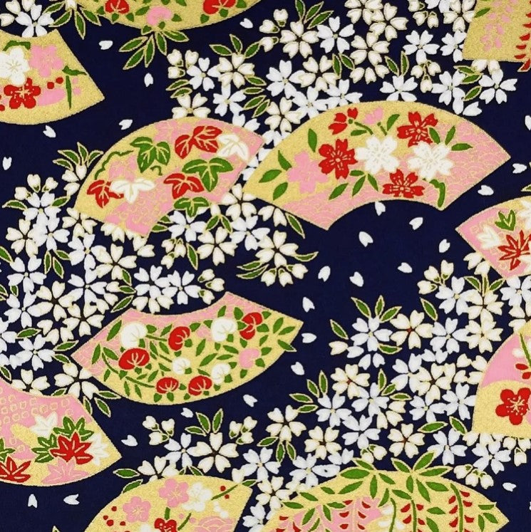 Japanese Yuzen Chiyogami Washi Paper (Y0285) – Floral Fan Elegance ...