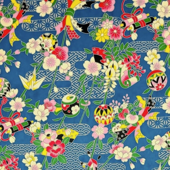 Japanese Yuzen Chiyogami Washi Paper (Y0378) – Vibrant Floral and Orna ...