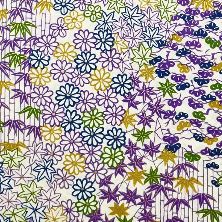 Japanese Yuzen Chiyogami Washi Paper (Y0447) – Multicolour Floral and ...