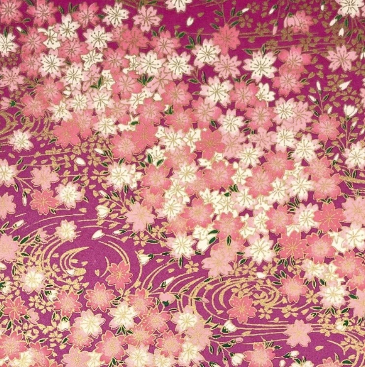 Japanese Yuzen Chiyogami Washi Paper (Y0586) – Blossoming Sakura on Pi ...