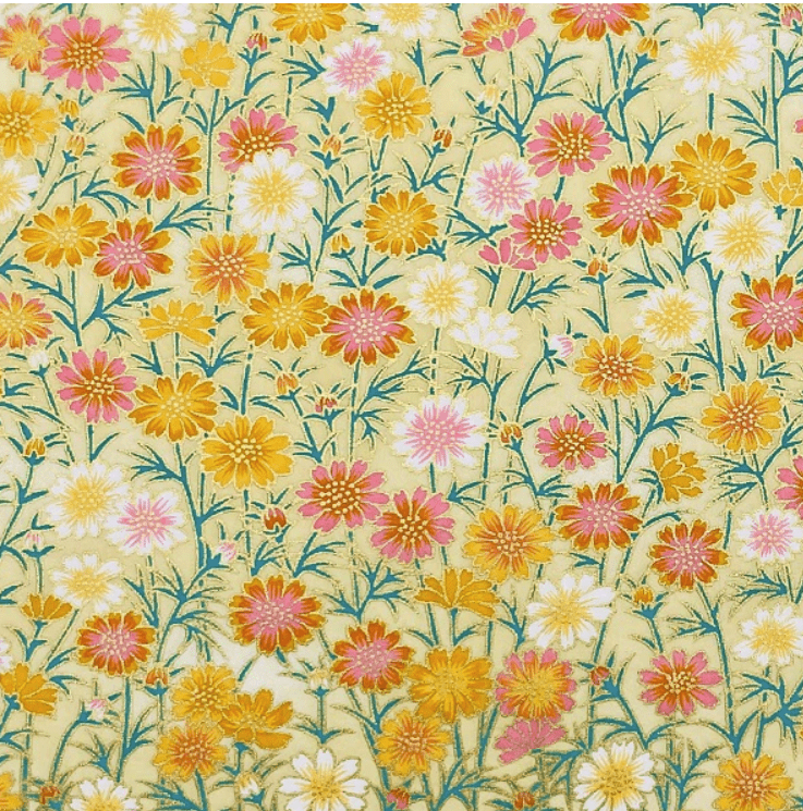 Japanese Yuzen Paper Y0651 – Gold Flower Field - With Gold Accent for ...