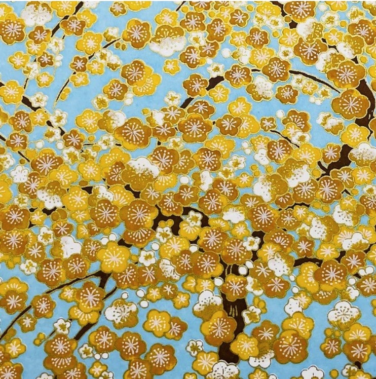 Japanese Yuzen Chiyogami Washi Paper (Y0770) – Golden Blossom Delight ...