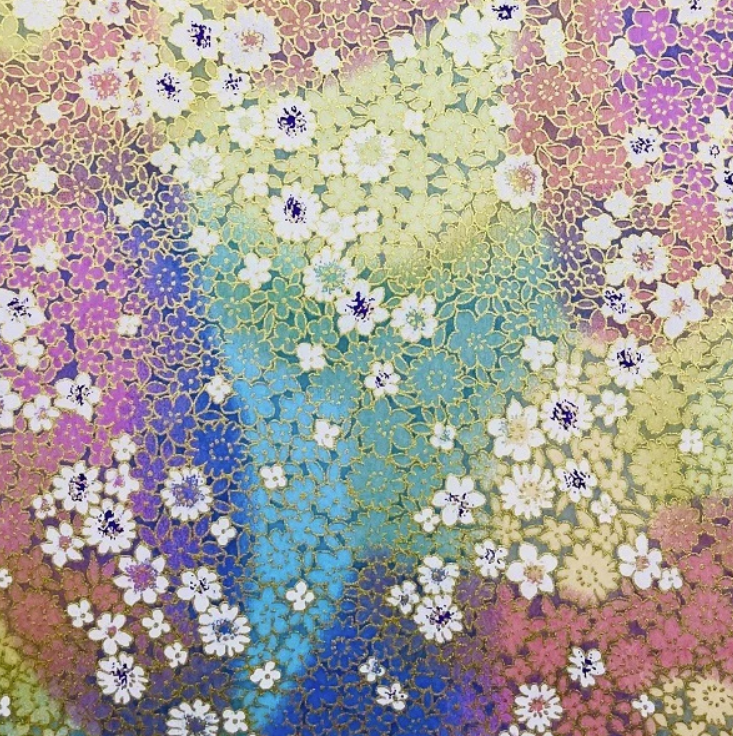 Japanese Yuzen Paper Y0908 - Rainbow - With Gold Accent for origami, c ...