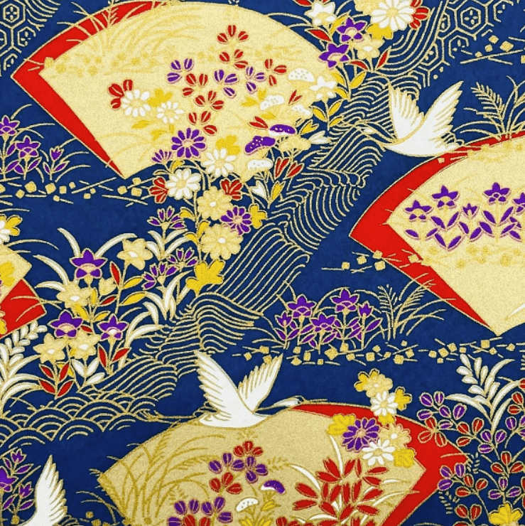 Japanese Yuzen Chiyogami Washi Paper (Y0997) – Elegant Fans with Flora ...