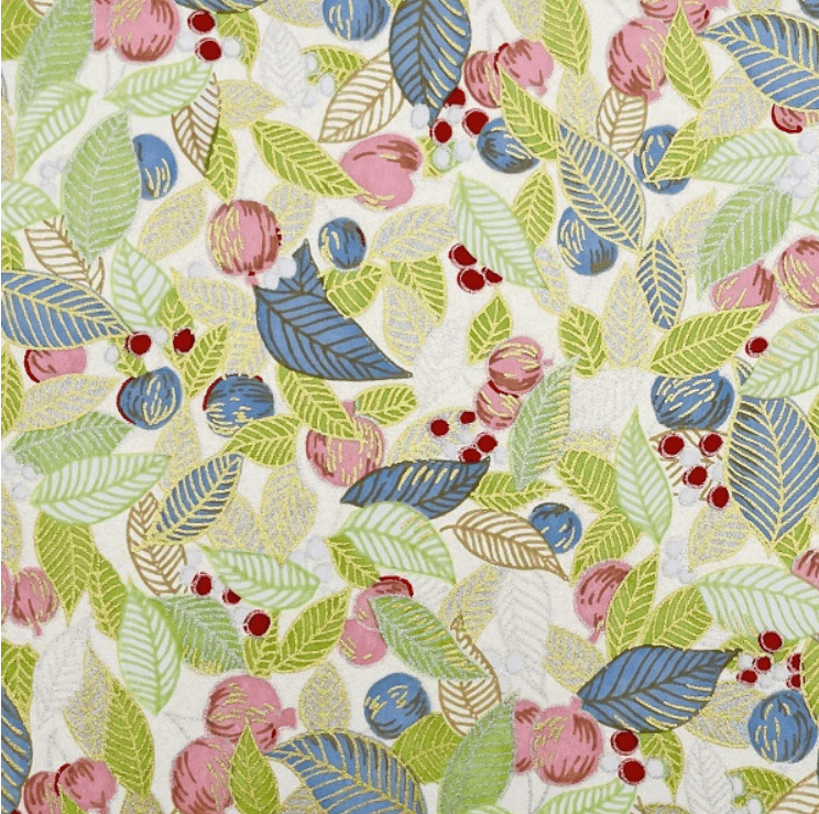 Japanese Yuzen Chiyogami Washi Paper Y1060 – Vibrant Leaves and Berrie ...