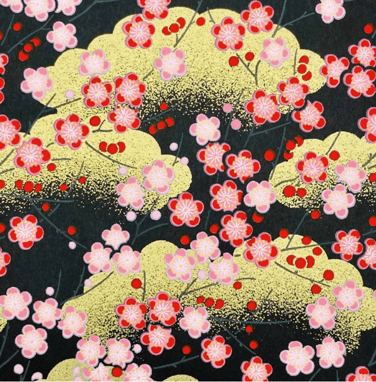 Japanese Yuzen Chiyogami Washi Paper Y1081 – Golden Clouds and Sakura ...