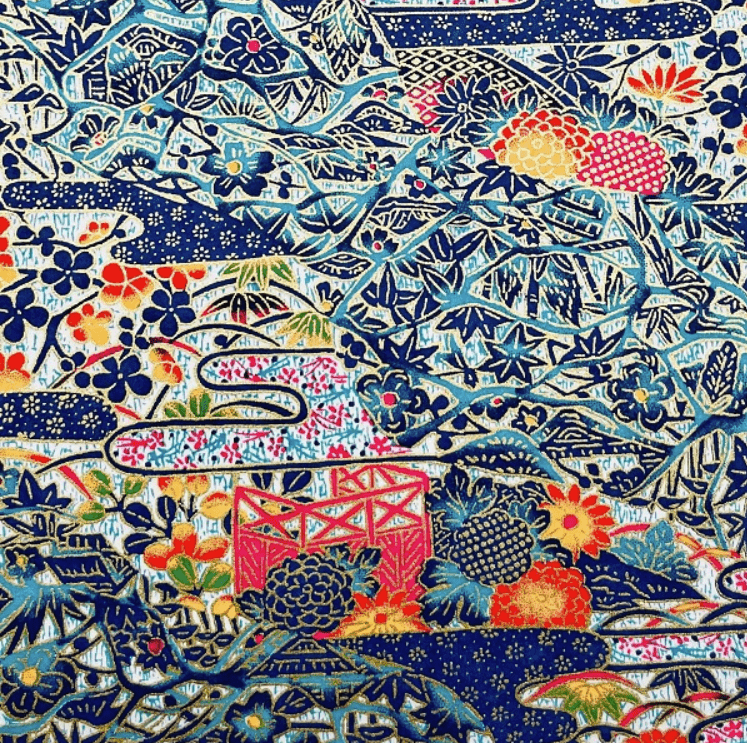 Japanese Yuzen Chiyogami Washi Paper Y1128 - Blue Garden Harmony ...