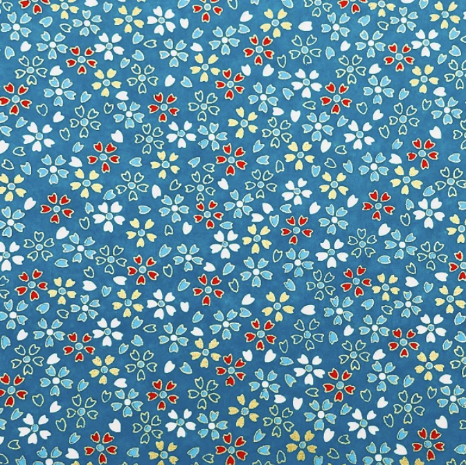 Japanese Yuzen Washi Paper -Cherry Blossoms on Blue - Chiyogami Paper ...