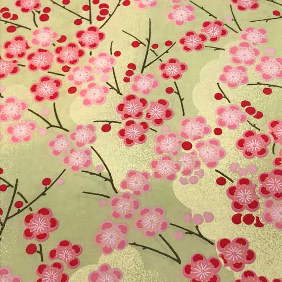 Japanese Yuzen Chiyogami Washi Paper Y0JCgold) – Pink Plum Blossoms on ...